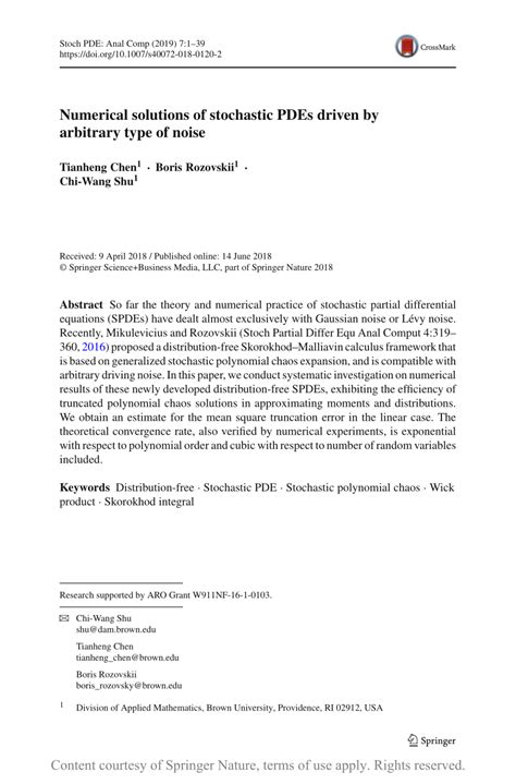 Numerical Solutions Of Stochastic Pdes Driven By Arbitrary Type Of Noise Request Pdf