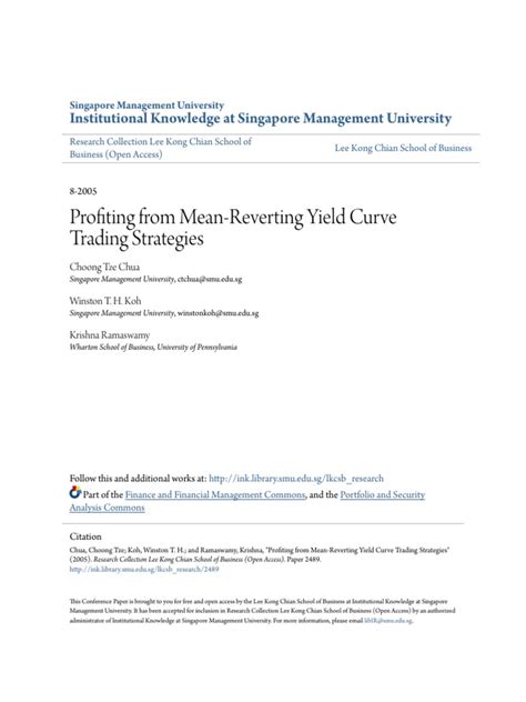 Profiting From Mean Reverting Yield Curve Trading Strategies Pdf