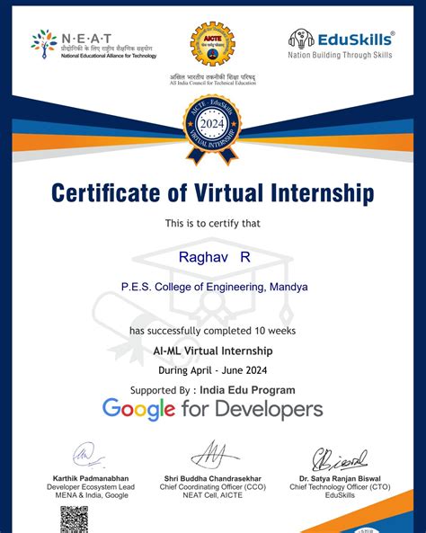 Raghav R On Linkedin Ai Machinelearning Internship