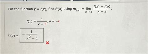solved for the function y f x ﻿find f a ﻿using