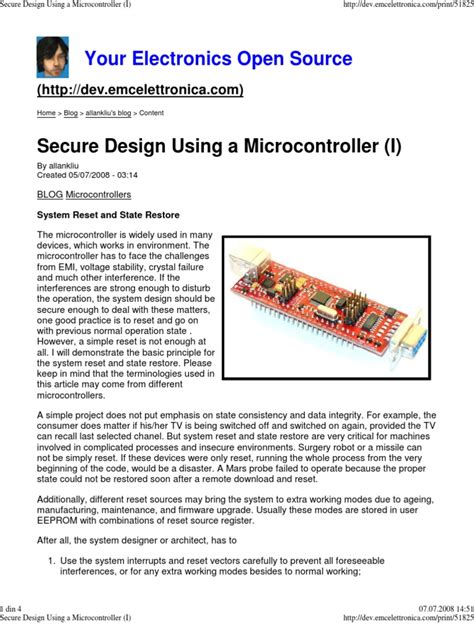 Secure Design Using A Microcontroller I Pdf Booting Computer Data Storage