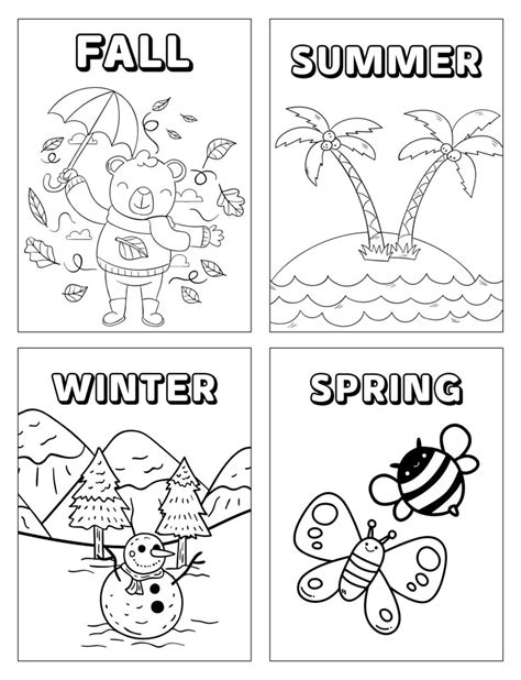 4 Seasons Coloring Pages Seasons Worksheets Seasons Preschool