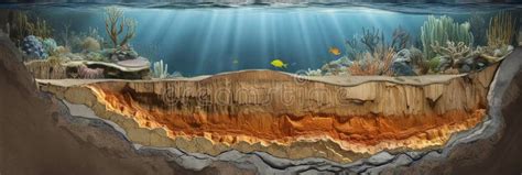 Cross Section Of A Tropical Ocean And Rock Layers As A Panorama