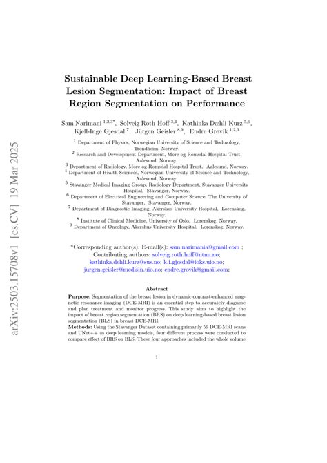 Pdf Sustainable Deep Learning Based Breast Lesion Segmentation