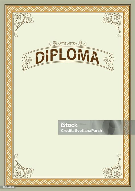 화려한 직사각형 프레임 워크 및 배너 증명서 졸업장 발표 라벨에 대 한 템플릿 A4 비율입니다 레터링 디플로마입니다 0명에 대한 스톡 벡터 아트 및 기타 이미지 Istock