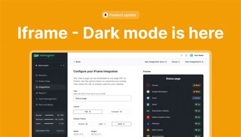 Iframe Integration Meet Dark Mode Statusgator