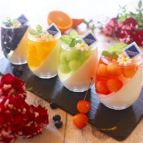 フルーツ斜めゼリー おいしい食べ物、ゼリー 作り方