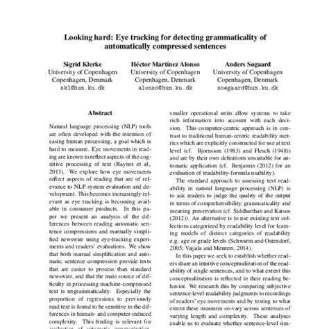 Looking Hard Eye Tracking For Detecting Grammaticality Of