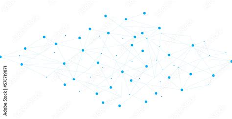 Blue Network Abstract Connection On White Background Network Technology Background With Dots