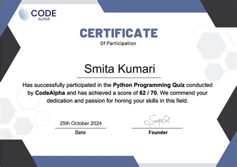 Smita Kumari On Linkedin Excited To Share That I Have Passed The Python Programming Quiz By