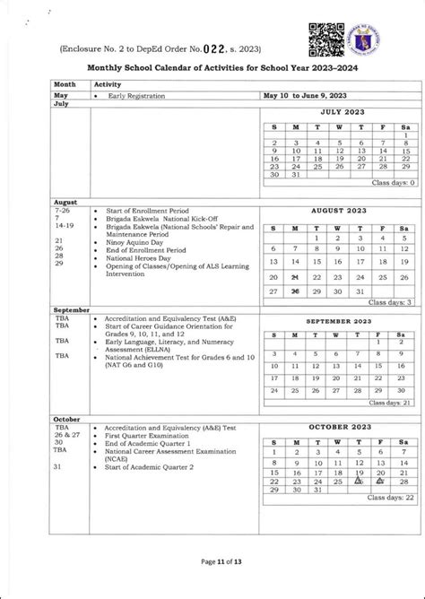 Deped Order 22 Implementing Guidelines On The School Calendar And Activities For The School