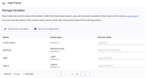 training tests with datatables mabl help
