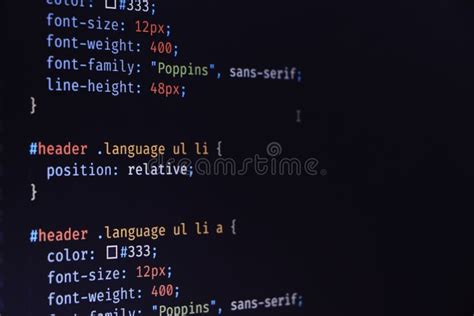 code of web page displayed on a computer monitor stock image image of