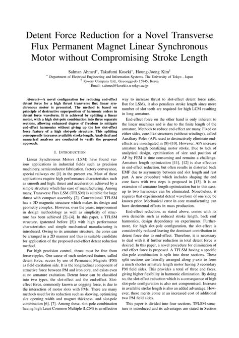 Pdf Detent Force Reduction For A Novel Transverse Flux Permanent Magnet Linear Synchronous