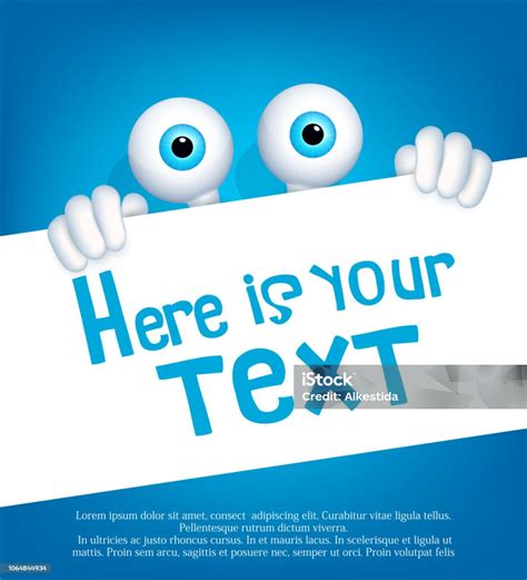 재미와 일러스트 벡터 텍스트 위한 공간 흰색 시트를 들고 3d 만화 영웅 광고 배너 프로 모션에 대 한 서식 파일 3차원 형태에 대한 스톡 벡터 아트 및 기타 이미지