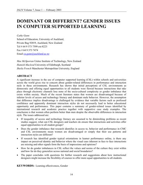 Pdf Dominant Or Different Gender Issues In Computer Supported Learning