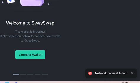 Error While Connect Wallet To Sway Swap Sway Fuel Network And Sway