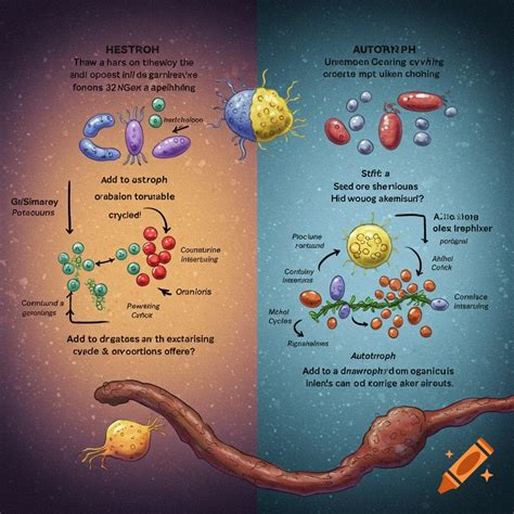 Heterotroph And Autotroph Illustration Linked By The Carbon Cycle On