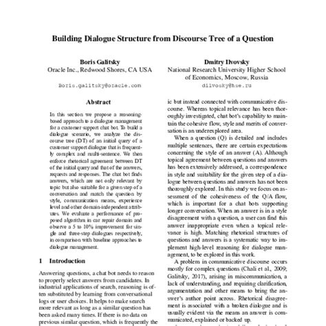 Building Dialogue Structure From Discourse Tree Of A Question Acl