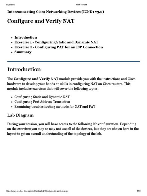 Configure And Verify Nat Pdf Ip Address Router Computing