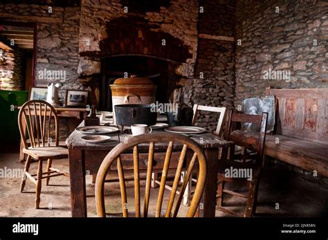 Irish Stone Famine Cottage Museum On The Dingle Peninsula In Ireland