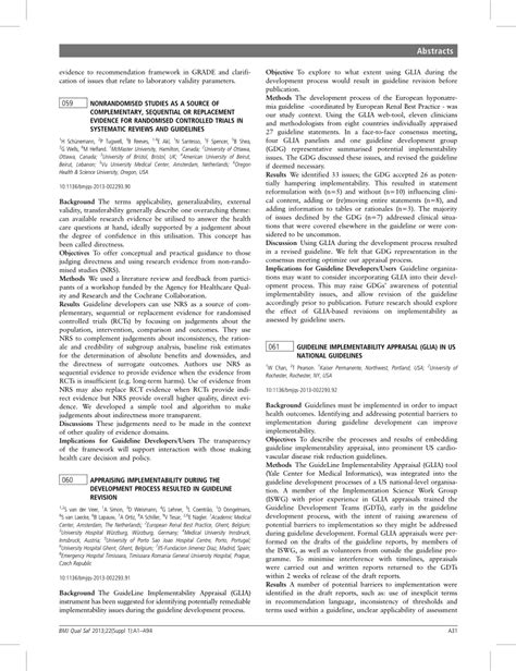 Pdf 060 Appraising Implementability During The Development Process Resulted In Guideline Revision