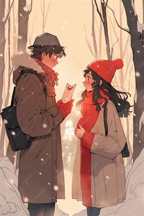 발렌타인 데이를 축하하는 애니메이션 스타일 Ai 생성 이미지