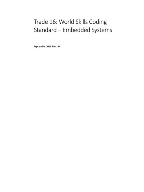 Trade 16 World Skills Coding Standard Embedded Systems September