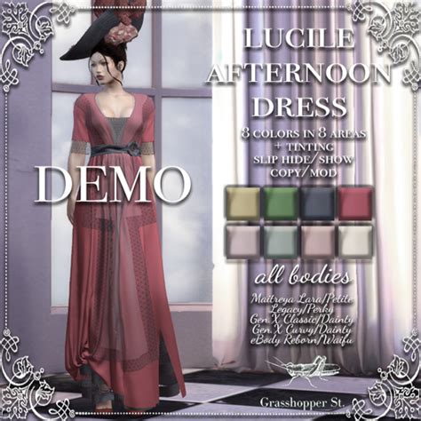 Second Life Marketplace Grasshopper St Lucile Afternoon Dress Demo