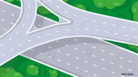 Top View Of Empty Highway Junction Stock Vector Crushpixel