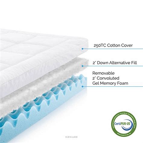 Lucid 4 Inch Down Alternative Gel Infused Memory Foam Mattress Topper