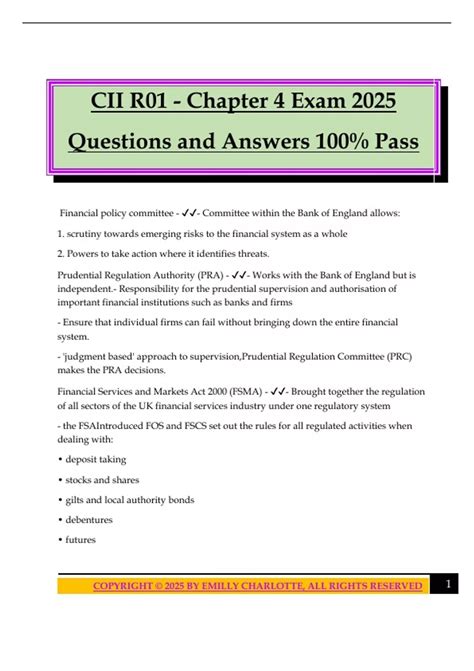 CII R01 Chapter 4 Exam 2025 Questions And Answers 100 Pass CII Stuvia US