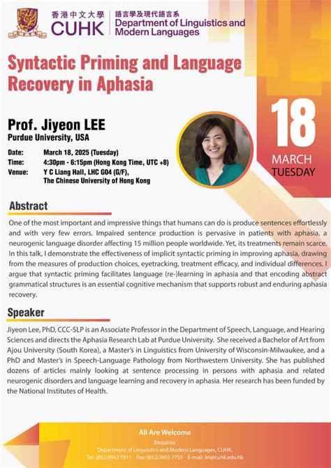Syntactic Priming And Language Recovery In Aphasia Department Of Linguistics And Modern Languages