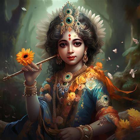 premium ai image lord krishna and playing flute on the occasion of