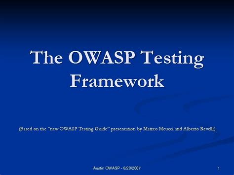 The Owasp Testing Framework Based On The New
