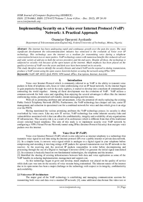 Pdf Implementing Security On A Voice Over Internet Protocol Voip