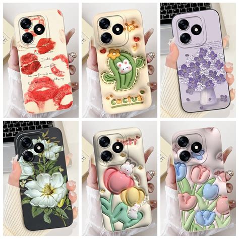 For Tecno Spark 10 10C 4G Case KI5q KI5k KI5m Cover Popular Cactus Flower Full Coverage Soft