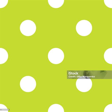 밝은 녹색 배경에 큰 흰색 물방울 무늬가 있는 매끄러운 복고풍 패턴 플랫 스타일 벡터 그림입니다 0명에 대한 스톡 벡터 아트 및