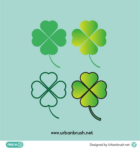 네잎클로버 일러스트 Ai 무료다운로드 Free Four Leaf Clover Vector Urbanbrush 템플릿 웹디자인 행복
