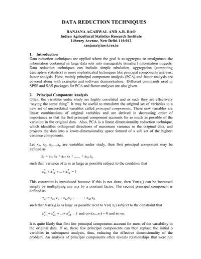 Data Reduction Techniques Iasri