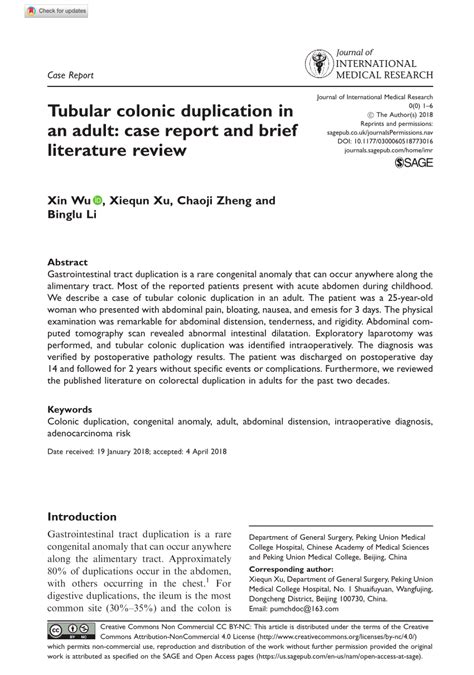 Pdf Tubular Colonic Duplication In An Adult Case Report And Brief Literature Review