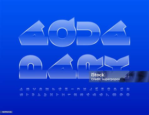 벡터 크리에이 티브 배너 아쿠아 파크 반짝 회전 알파벳 문자와 숫자 세트 로고에 대한 스톡 벡터 아트 및 기타 이미지 로고