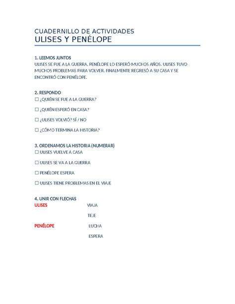 Cuadernillo De Actividades Ulises Y PenÉlope Studocu