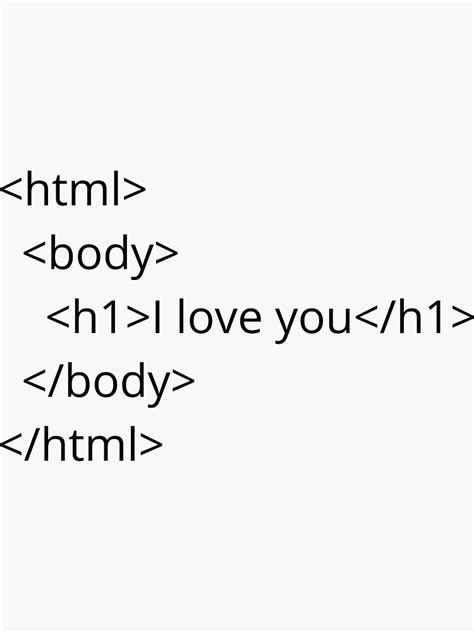 Html Code I Love You Sticker For Sale By Ourdesignsbyme Redbubble