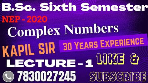𝐂𝐇𝐀𝐏𝐓𝐄𝐑 𝟏 Lecture 1 𝐂𝐨𝐦𝐩𝐥𝐞𝐱 𝐍𝐮𝐦𝐛𝐞𝐫𝐬 Youtube