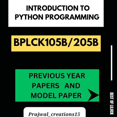 Introduction To Python Programming Vtu Previous Year Papers Vtu