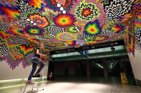 Jen Starks New Color Dripping Mural At Miami International Airport
