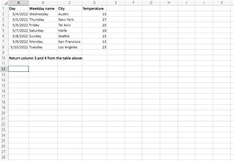 Choosecols Choose Specific Columns From A Range Or Array Excel