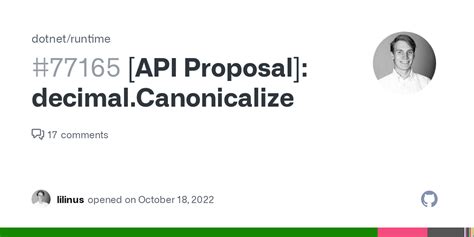 API Proposal Decimal Canonicalize Issue Dotnet Runtime GitHub