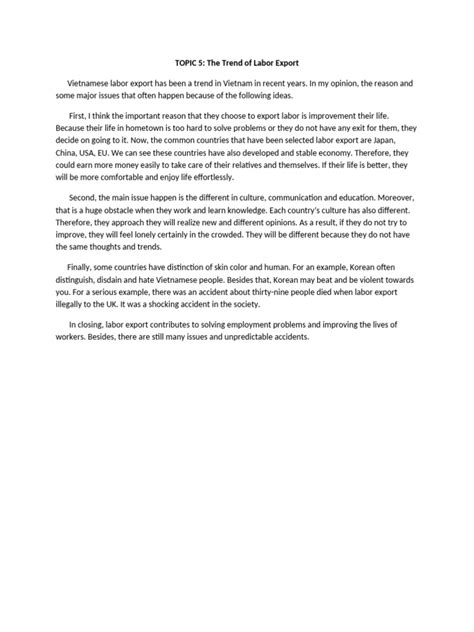 The Trend Of Labor Export Pdf